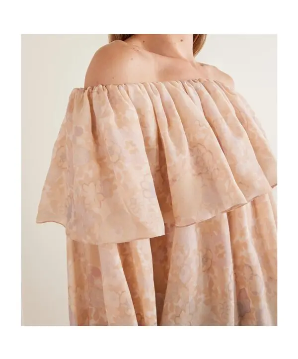 Chloé Off-shoulder Ruffled Floral Blouse