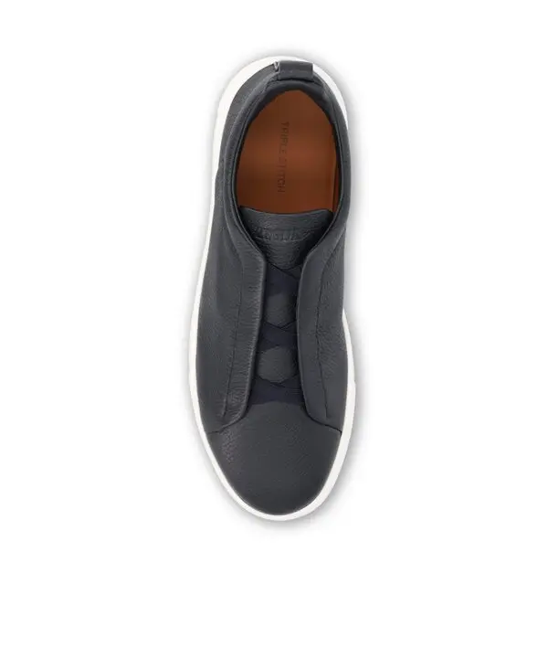 Zegna Triple Stitch Leather Sneakers
