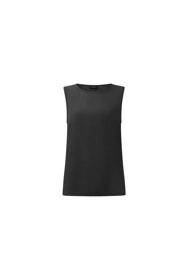 JAMES LAKELAND Linen Blend Sleeveless Button-back Top - Black