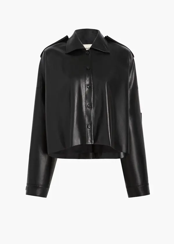 Khaite Bodine Leather Button-up Shirt - Black