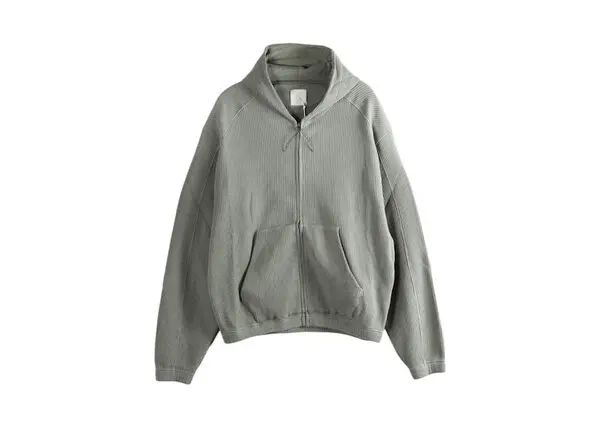 ROA Organic Waffle Zip Up Hoodie - Grey