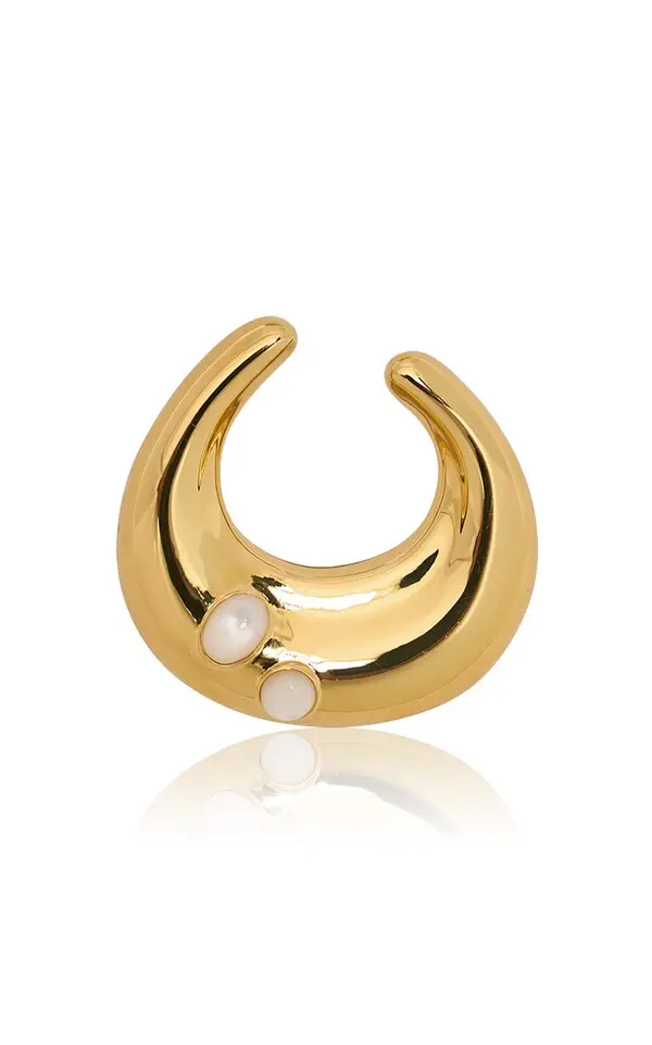 LIZZIE FORTUNATO Canyon Arch Brooch In Pearl - Gold