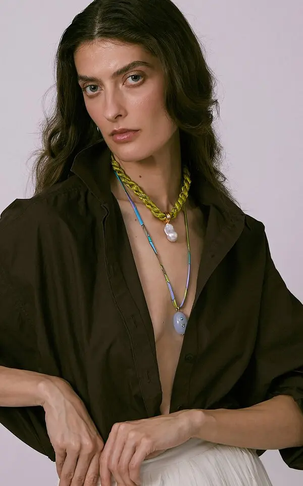 LIZZIE FORTUNATO Woven Collar In Citron