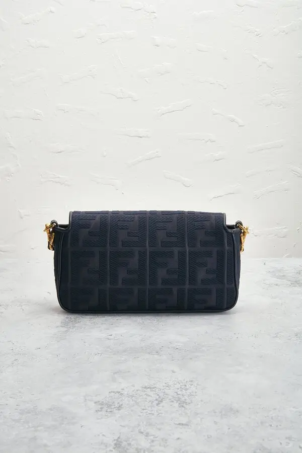 Fendi Ff Embroidered Baguette Shoulder Bag