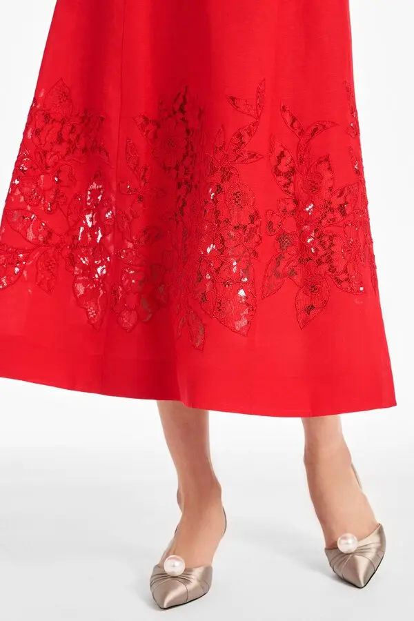 Sachin & Babi Brittany Lace Appliqué Midi Dress - Cherry
