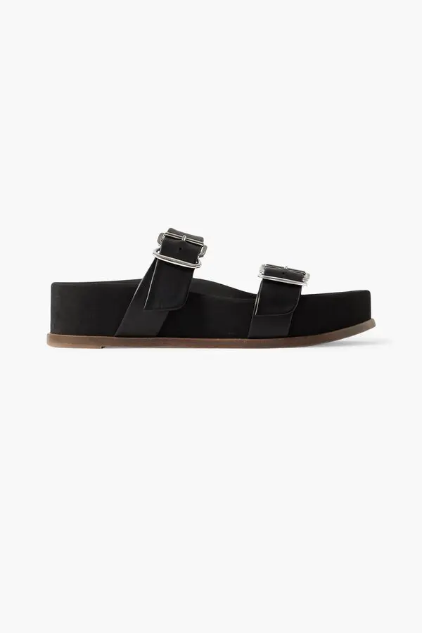 Gabriela Hearst Wren Leather Platform Slides - Black