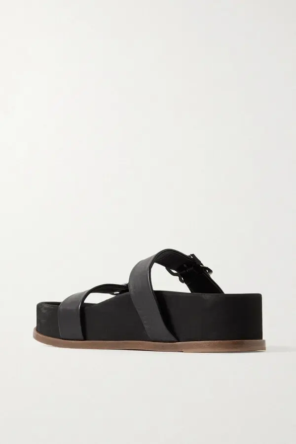 Gabriela Hearst Wren Leather Platform Slides - Black