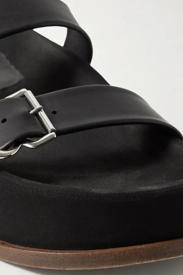 Gabriela Hearst Wren Leather Platform Slides - Black