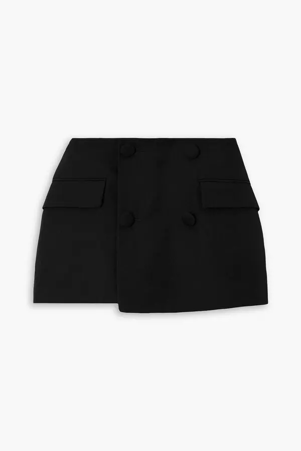 Balmain Wrap-effect Button-embellished Wool Shorts - Black