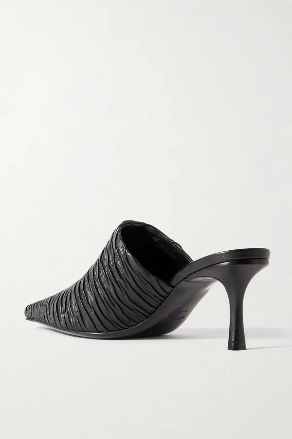 JIMMY CHOO Lotta 65 Ruched Leather Mules