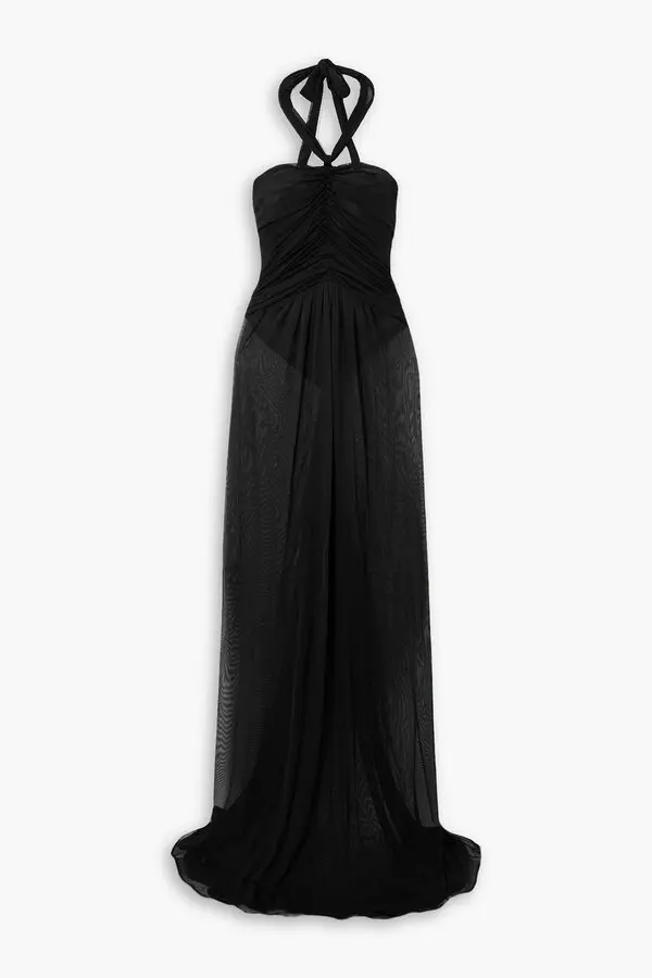 DOLCE&AMP;GABBANA Draped Gathered Organza Halterneck Gown