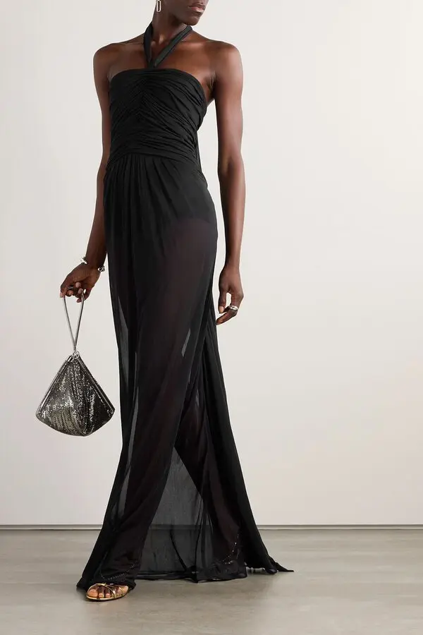 DOLCE&AMP;GABBANA Draped Gathered Organza Halterneck Gown