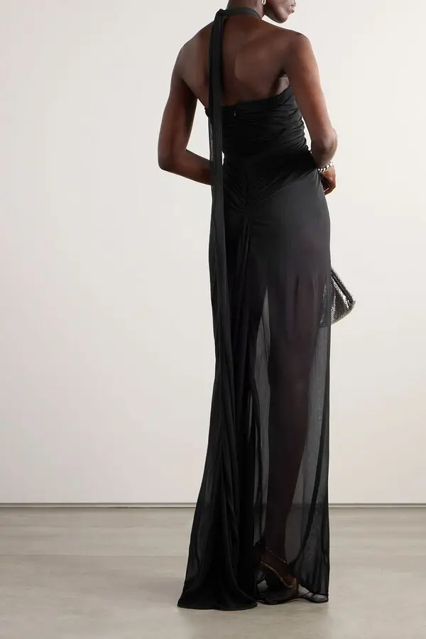 DOLCE&AMP;GABBANA Draped Gathered Organza Halterneck Gown