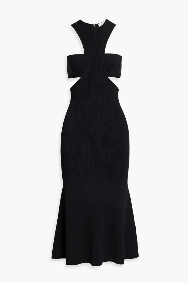 Alexander McQueen Cutout Ribbedknit Midi Dress
