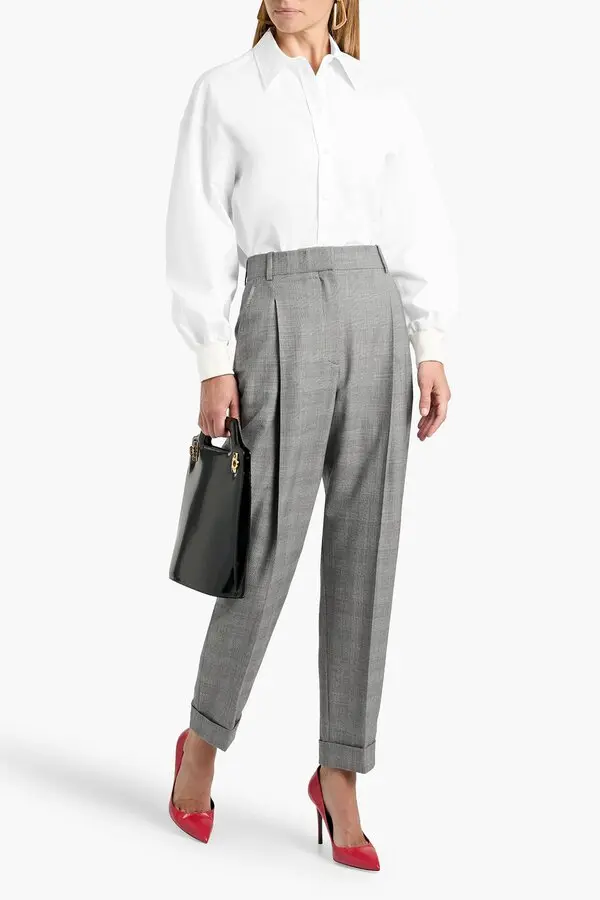 Alexander McQueen Checked Wool Tapered Pants