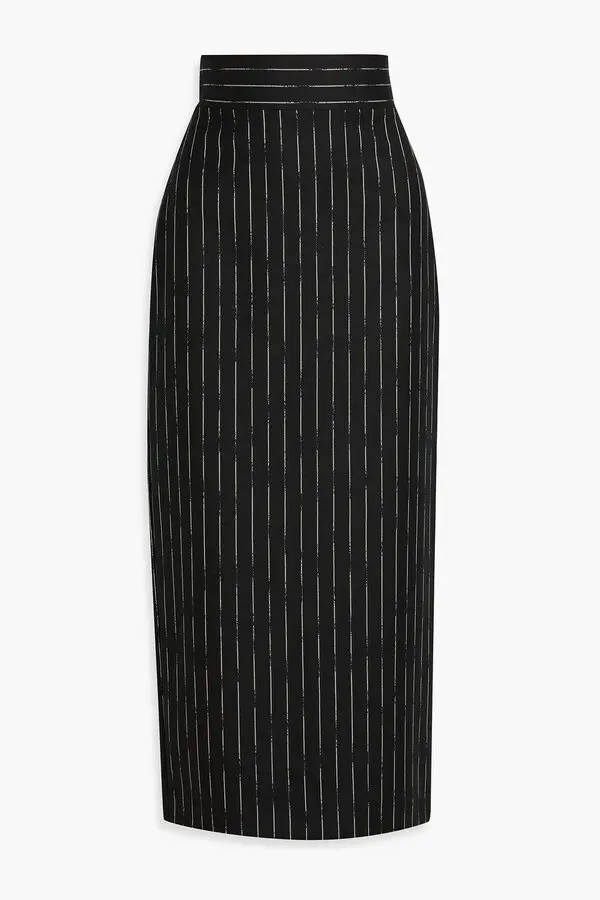 Alexander McQueen Pinstriped Wooltwill Maxi Skirt