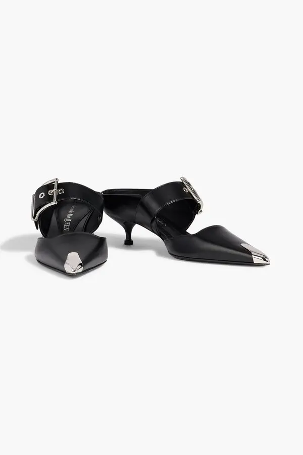 Alexander McQueen Punk Buckled Leather Mules