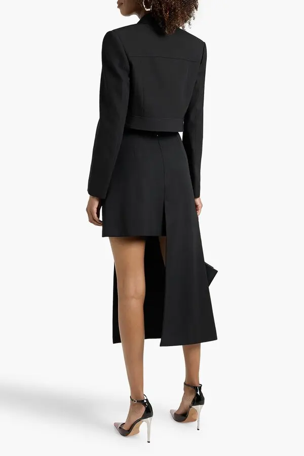 Alexander McQueen Asymmetric Zipdetailed Grain De Poudre Wool Skirt