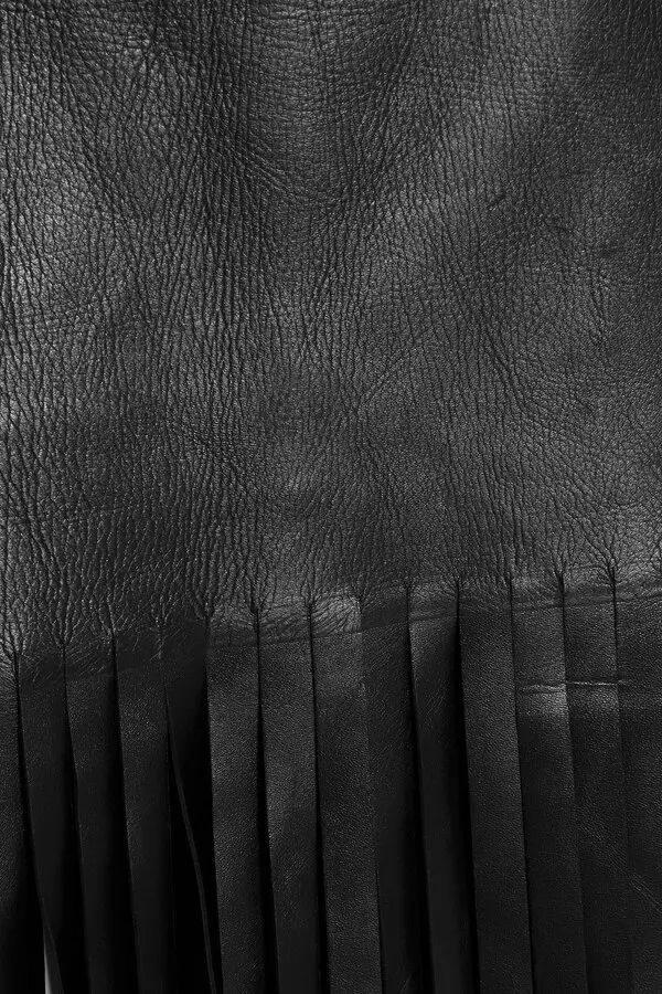 Alexander McQueen Fringed Leather Maxi Skirt