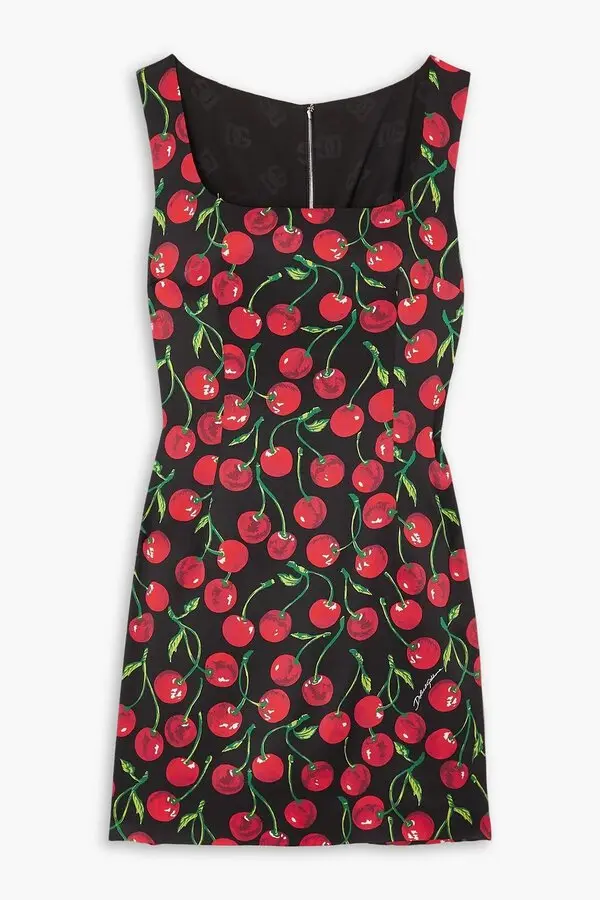 DOLCE&AMP;GABBANA Printed Silkblend Satin Mini Dress