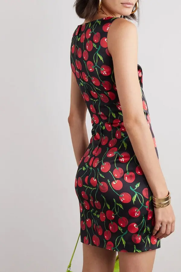 DOLCE&AMP;GABBANA Printed Silkblend Satin Mini Dress