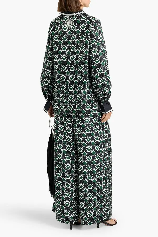 Camilla Printed Silktwill Wideleg Pants