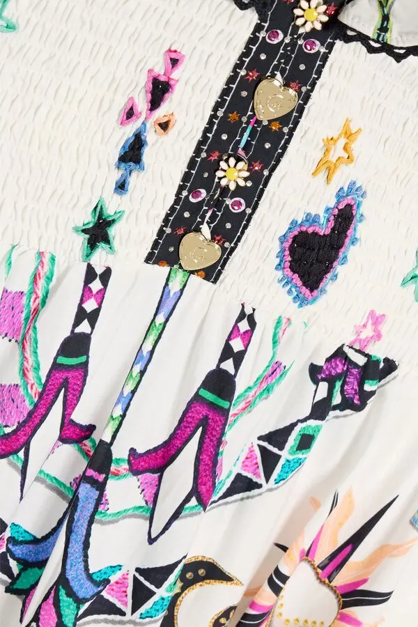 Camilla Crystal-embellished Cutout Printed Cotton-poplin Maxi Dress