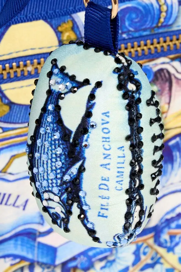 Camilla Crystalembellished Printed Silkcrepe Clutch