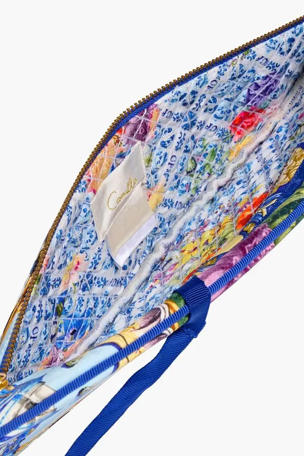 Camilla Crystalembellished Printed Silkcrepe Clutch