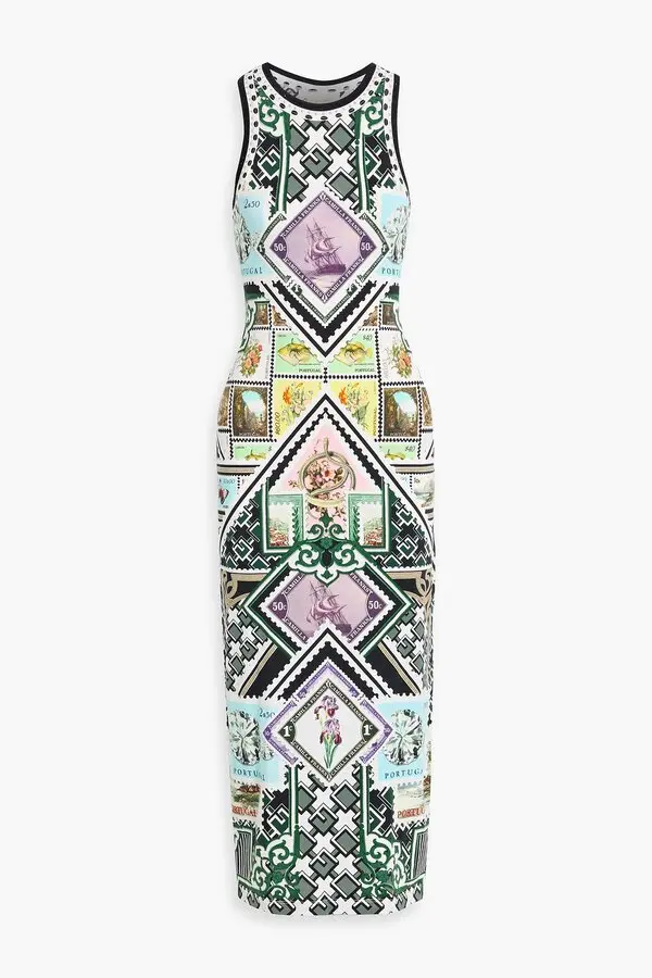 Camilla Studded Printed Cottonblend Jersey Midi Dress