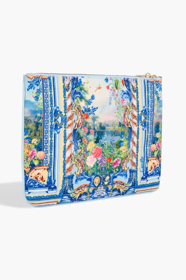 Camilla Crystalembellished Printed Canvas Clutch