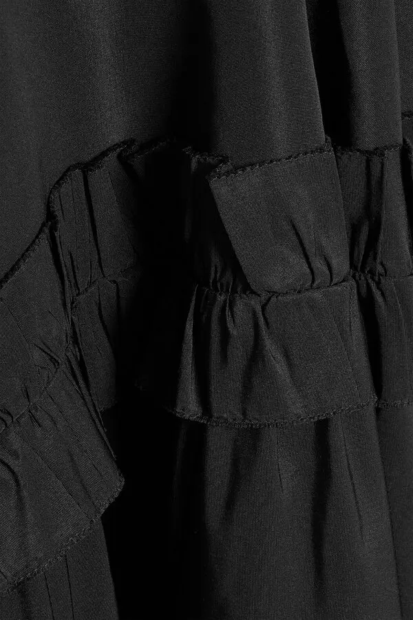 Alexander McQueen Oneshoulder Cutout Ruffled Taffeta Midi Dress