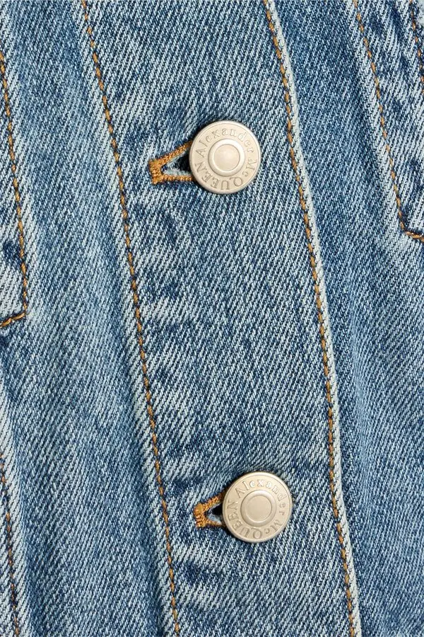 Alexander McQueen Asymmetric Cropped Denim Jacket