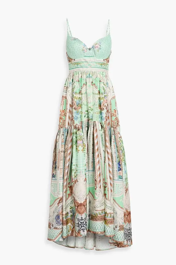 Camilla Crystalembellished Printed Silktwill Maxi Dress - Mint