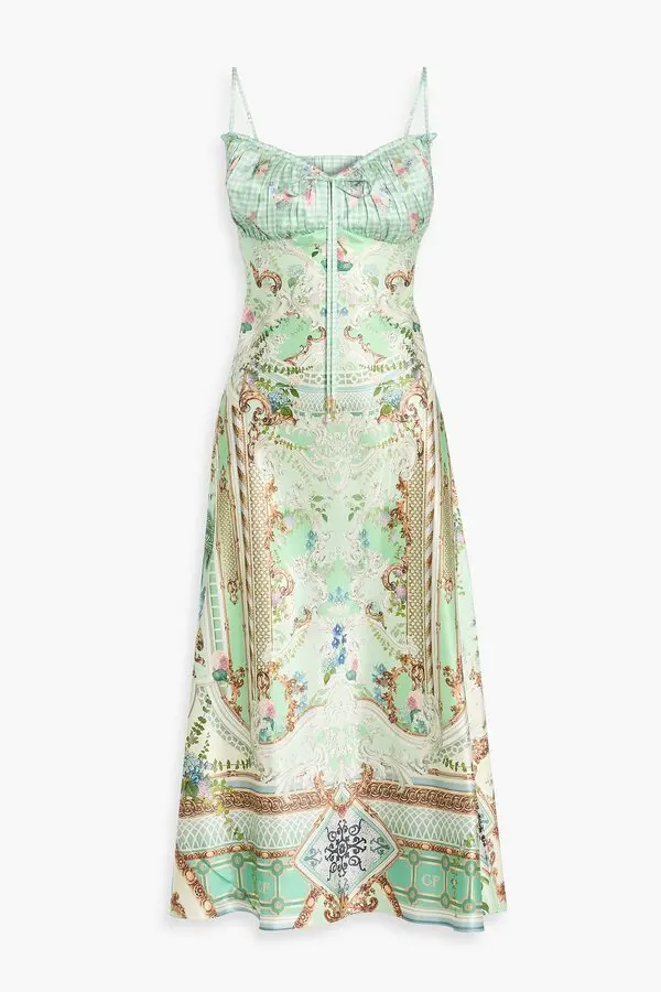Camilla Cutout Printed Silksatin Midi Dress