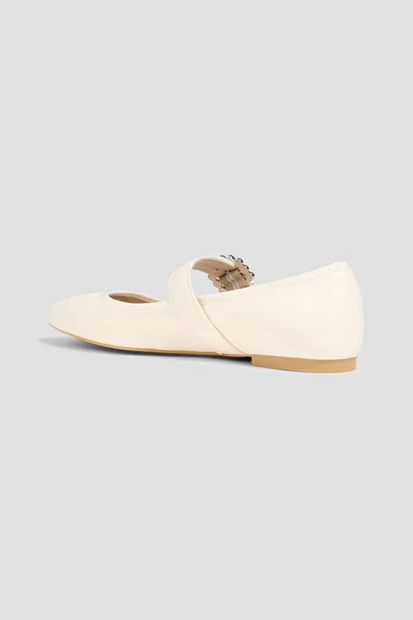 STUART WEITZMAN Piper Embellished Leather Mary Jane Flats