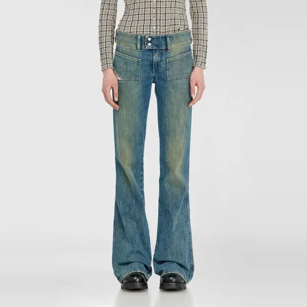 DIESEL® D-hush Low Waist Bootcut Jeans With Medium Zip Fly - Blue