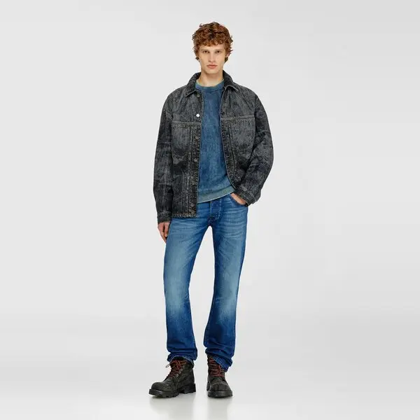 DIESEL® Crewneck Jumper With Patch Effects - Blue