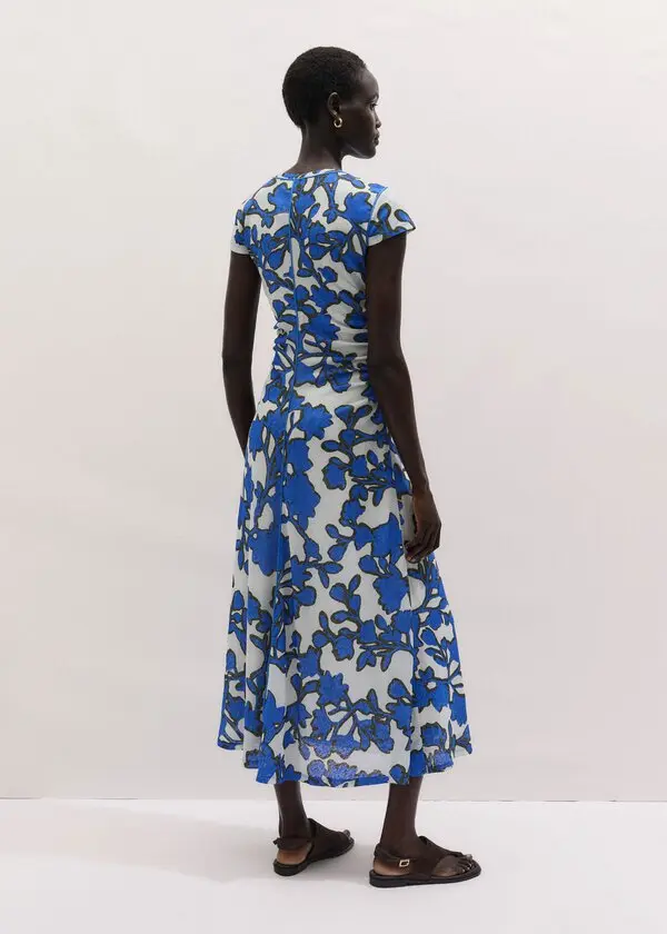 ME+EM Shadow Paradise Print Ruched Maxi Dress