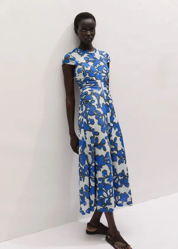 ME+EM Shadow Paradise Print Ruched Maxi Dress