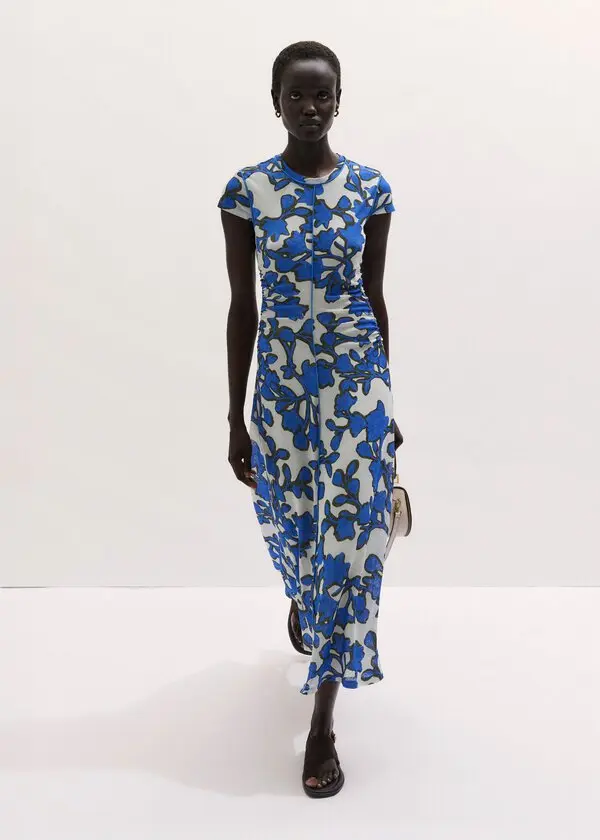 ME+EM Shadow Paradise Print Ruched Maxi Dress