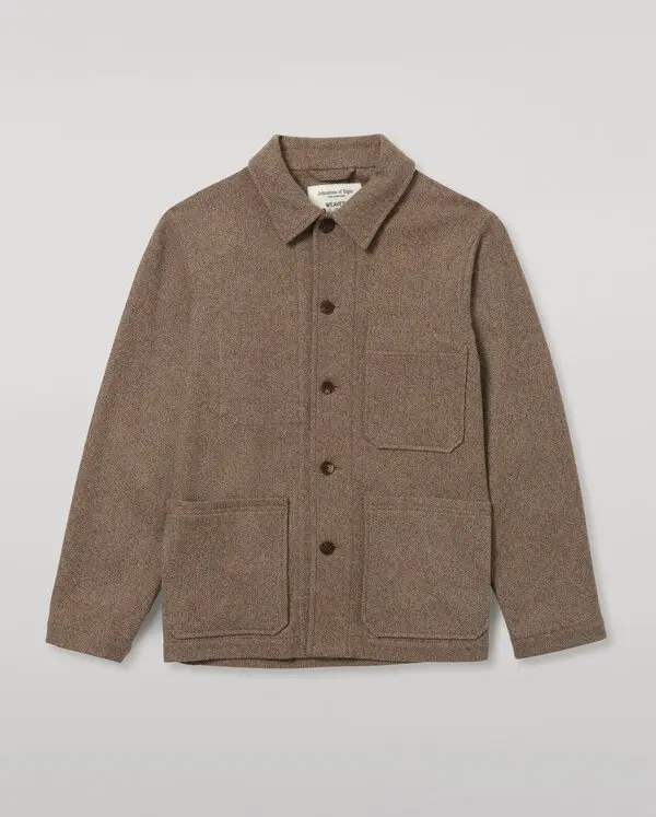 Johnstons Of Elgin Weavers Jacket In Camel & Herringbone Wool
