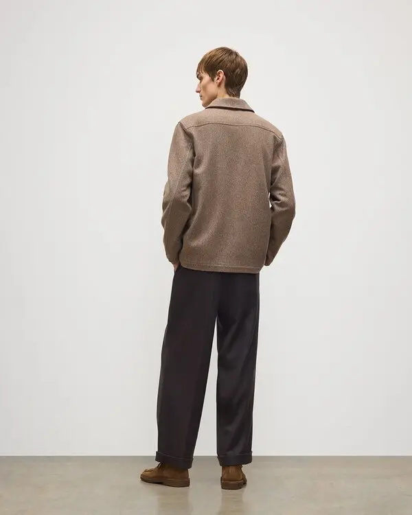 Johnstons Of Elgin Weavers Jacket In Camel & Herringbone Wool