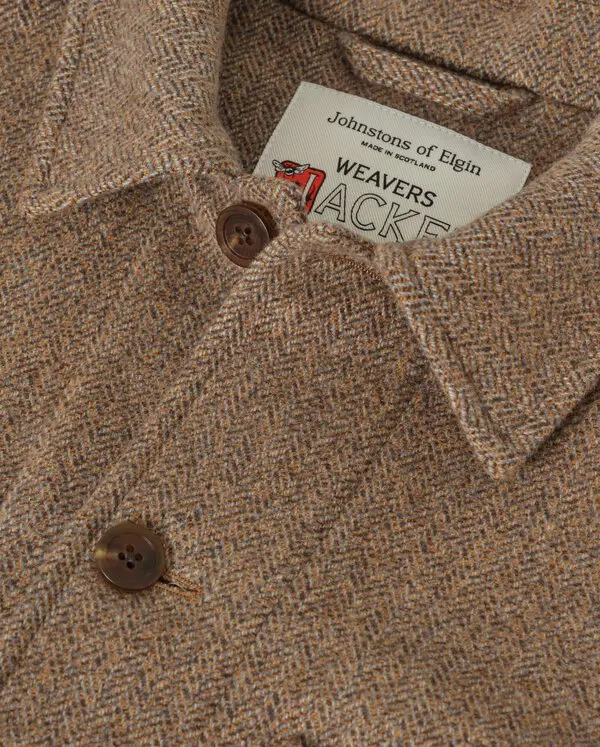 Johnstons Of Elgin Weavers Jacket In Camel & Herringbone Wool