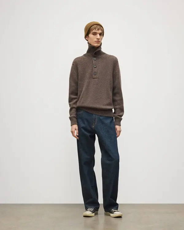 Johnstons Of Elgin Douglas Button Neck Cashmere Jumper - Brown