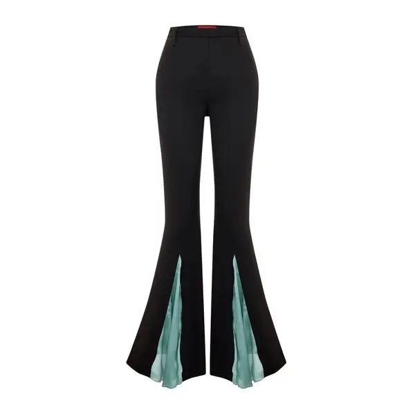 PCFG The Party Edit Contrast Chiffon Detail Pants - Black