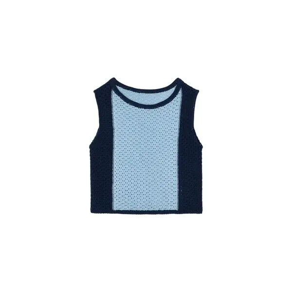 THISISU COLLECTION Nerina Colorblock Beachwear Knit Crop Top - Blue