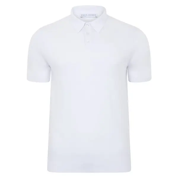 PAUL JAMES KNITWEAR Ultra Fine Cotton Earll Short Sleeve Polo Shirt - White