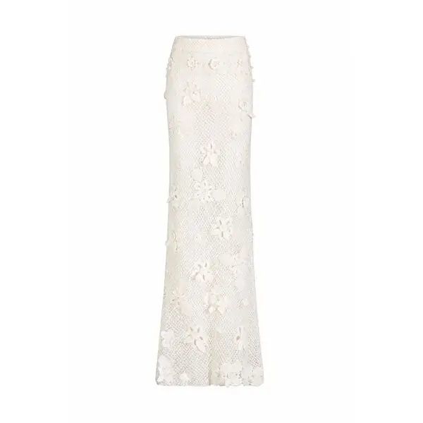 SCARLETT GASQUE Ariel Crochet Long Skirt - White