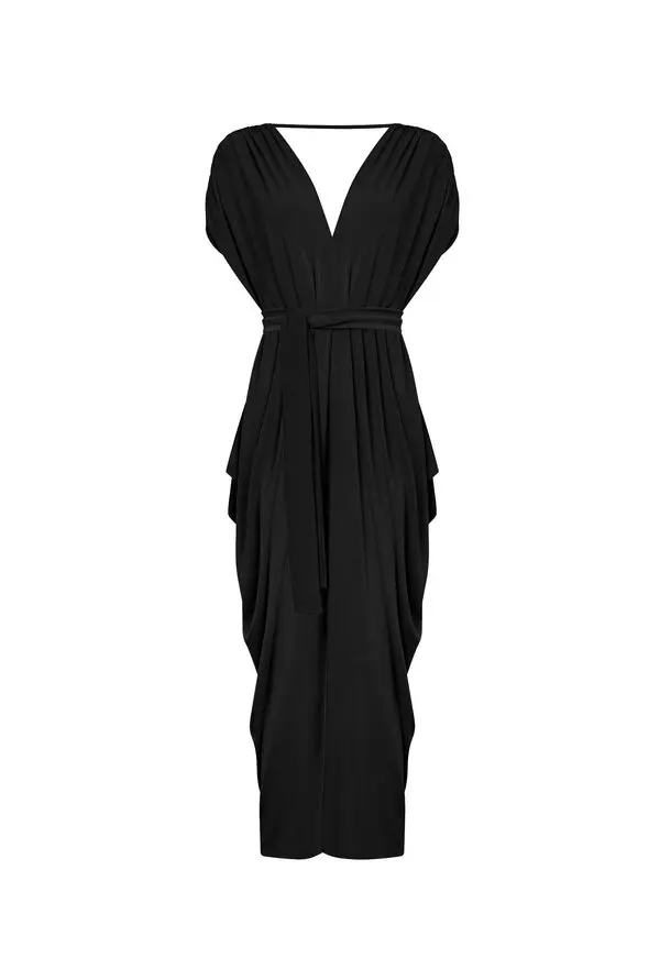 JAMES LAKELAND Draped Open-back Midi Dress - Black